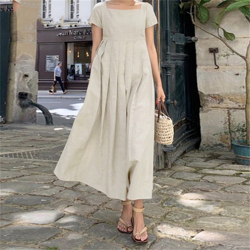 Large Swing Sundress Sleeve Square Collar Dresses – fitspromag