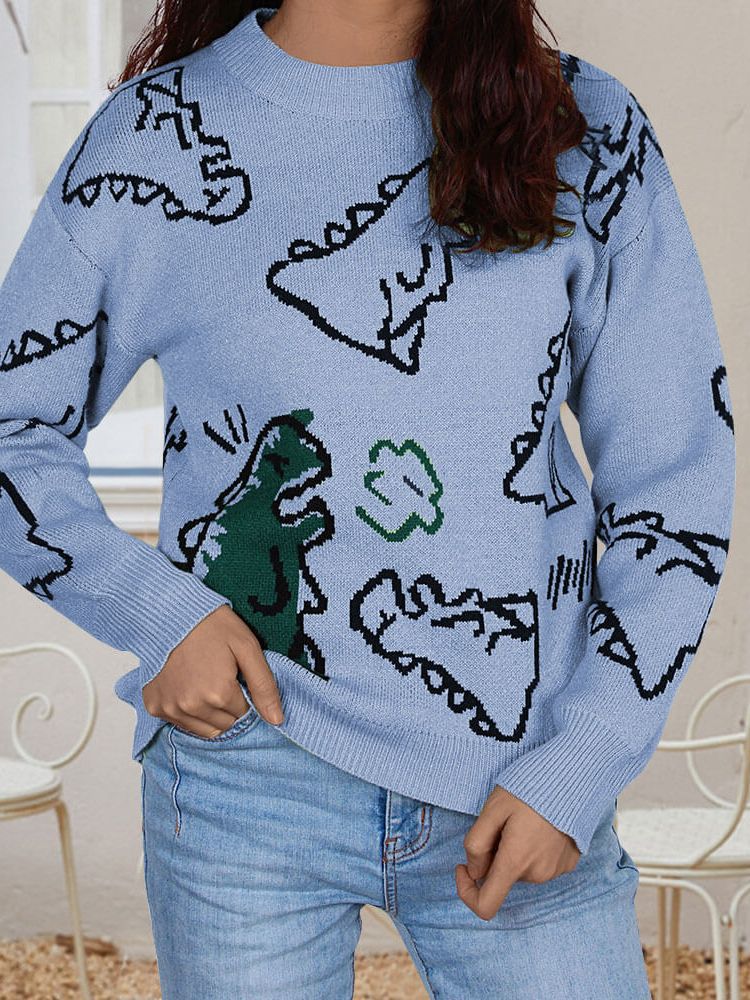 Long Sleeve Round Neck Loose Cartoon Sweaters – fitspromag