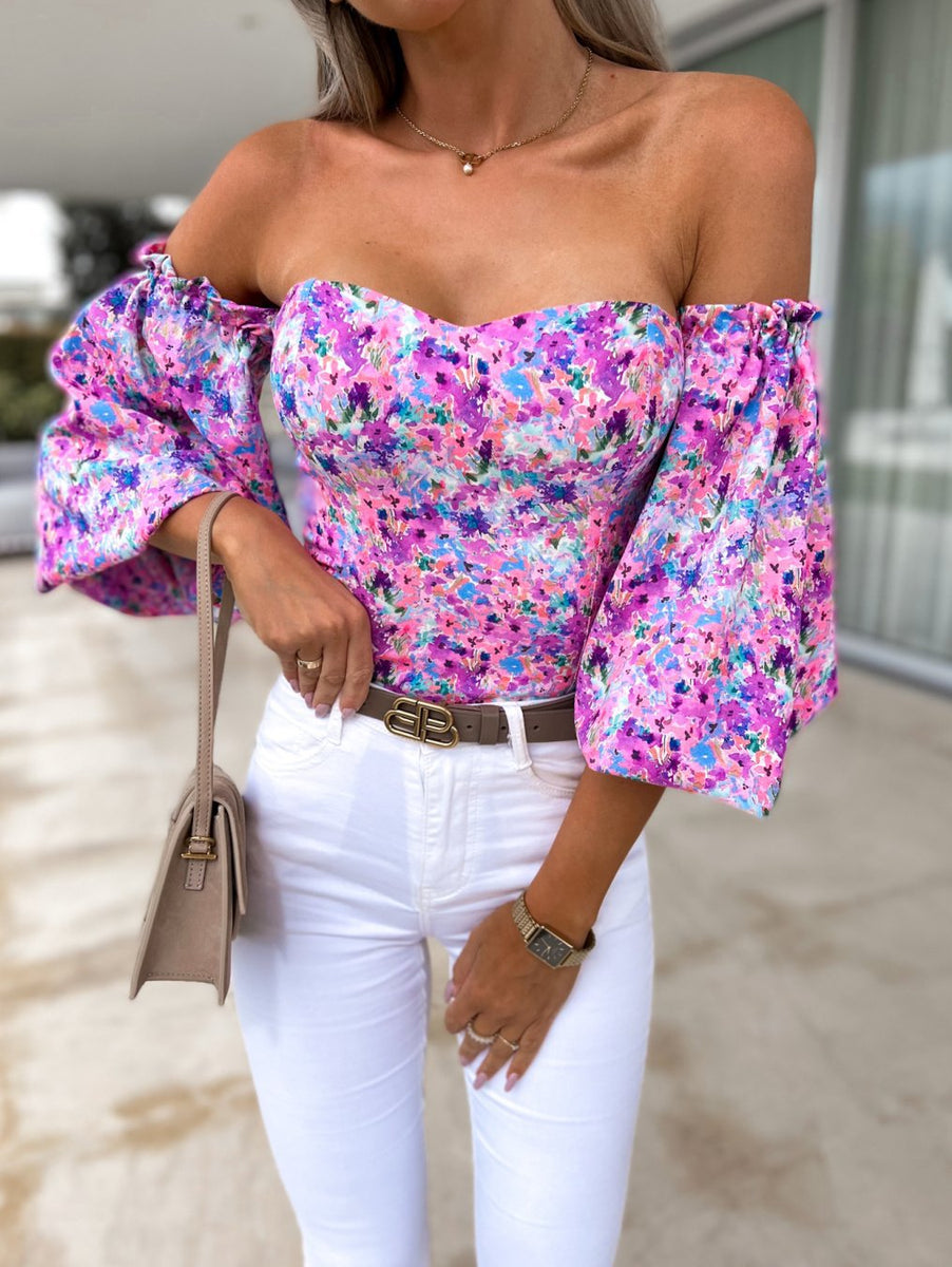 Classy Sexy Off-neck Off-shoulder Tube Printed Blouses – fitspromag